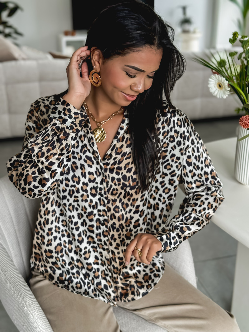 Chemise léopard Morena - Beige/Noir