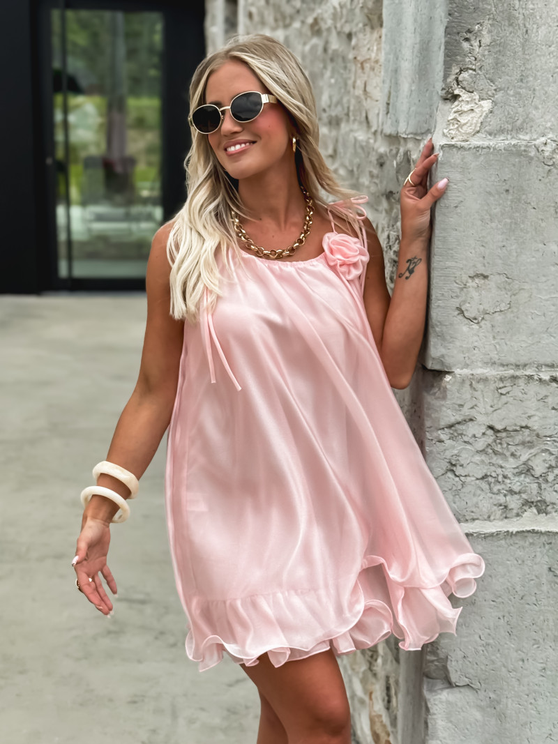 Robe courte Alexine - Rose poudrée